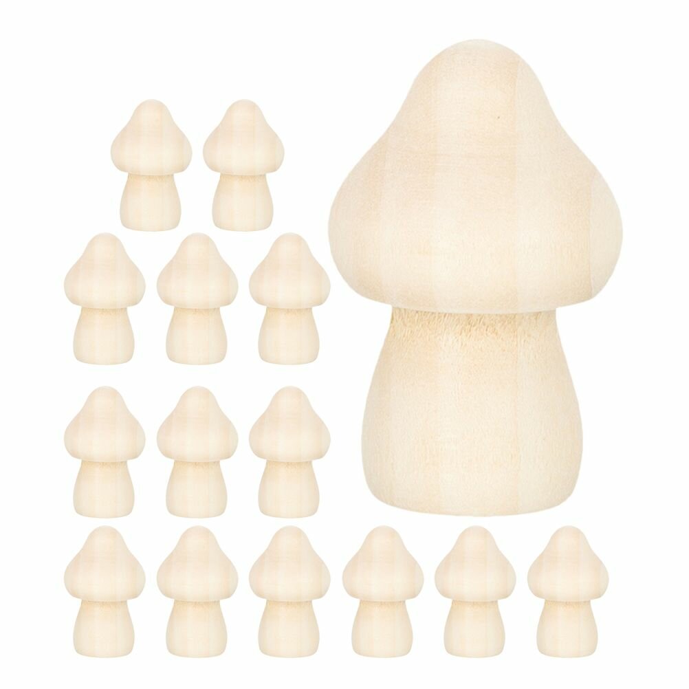 Набор 15 шт деревянных грибов для декора и праздников, заготовки для творчества и рукоделия с гладкими краями, цвет хаки, компактные фигурки для детского сада и интерьера