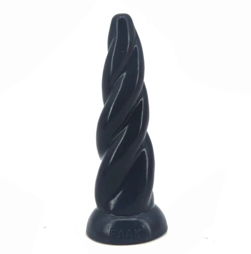 Силиконовая Анальная пробка FAAK фаллоимитатор спиральный с присоской, новинка 2018, Black
