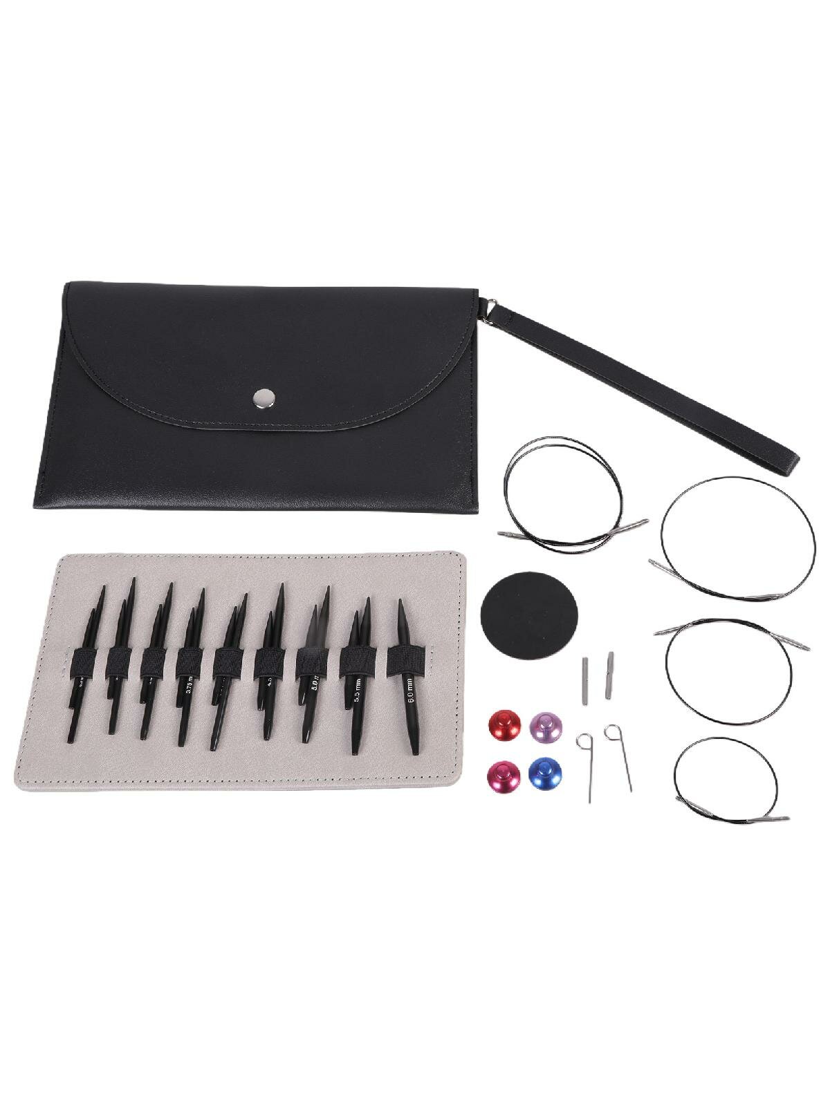 Черная алюминиевая игла, сменная веревочная кольцевая игла, инструмент для вязания