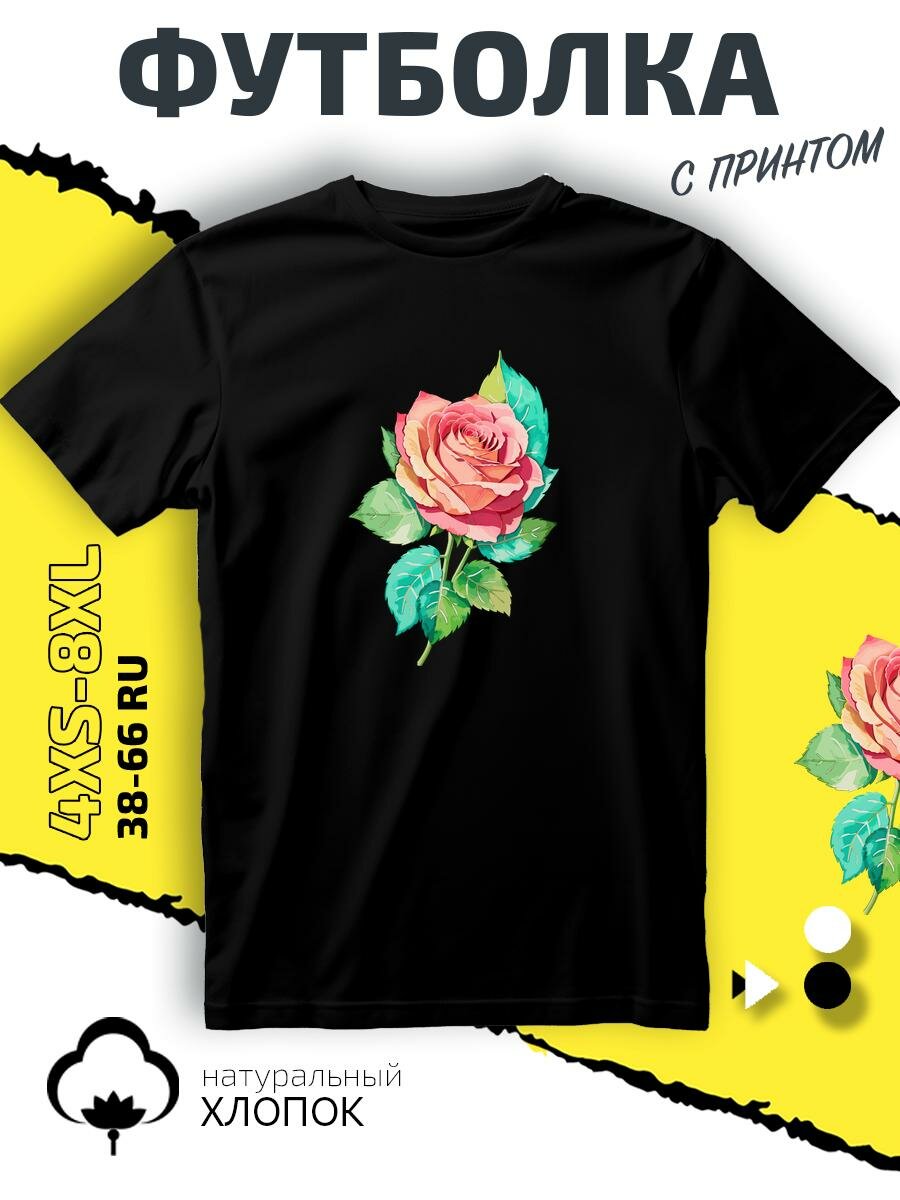 Футболка Роза Натуральный цветок Ботаника