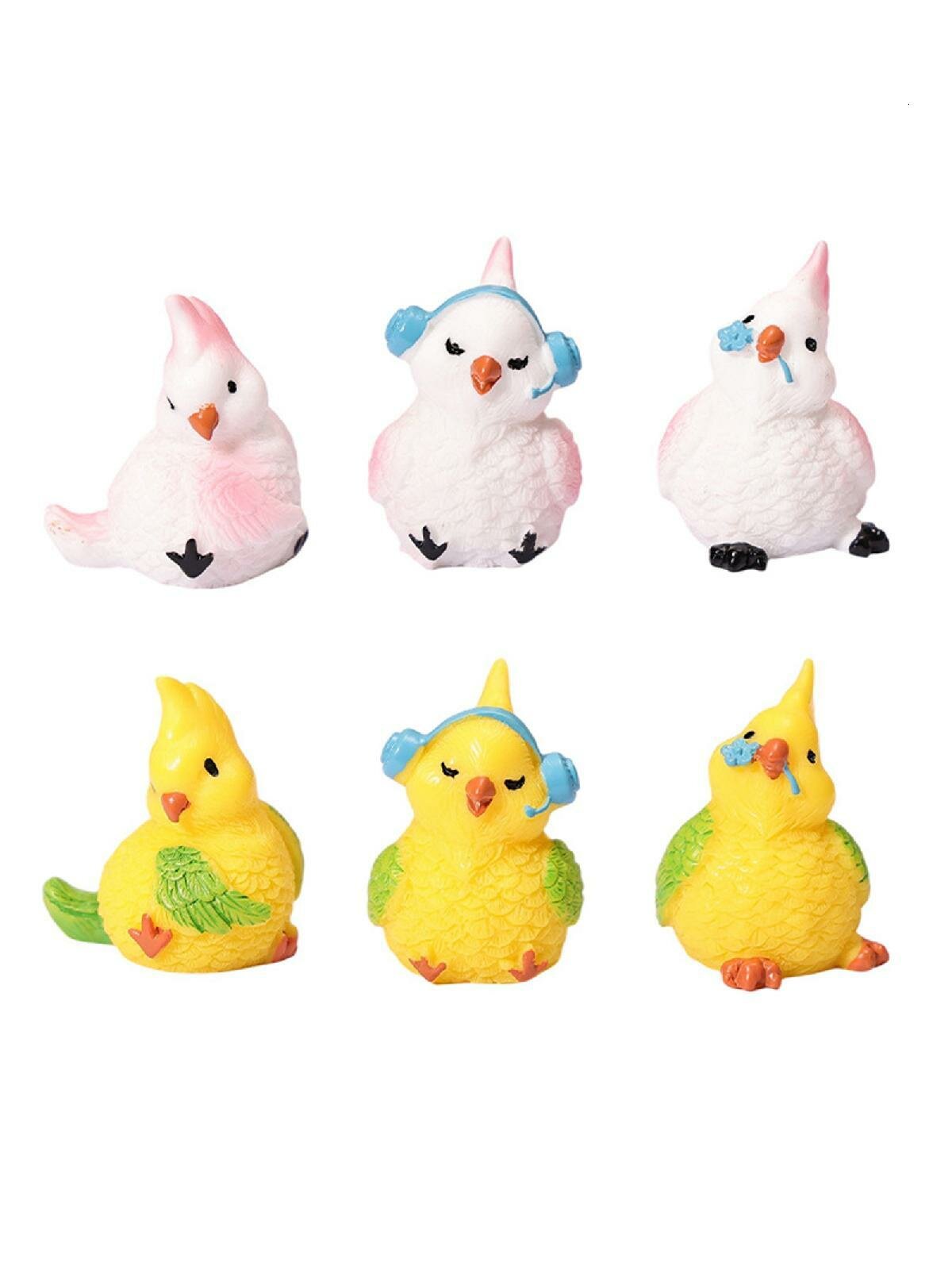 Фигурки попугаев Мини-декоры для попугаев Водонепроницаемые наборы игрушек Миниатюрные кукольные Садовые фигурки Топперы для тортов для вечеринок