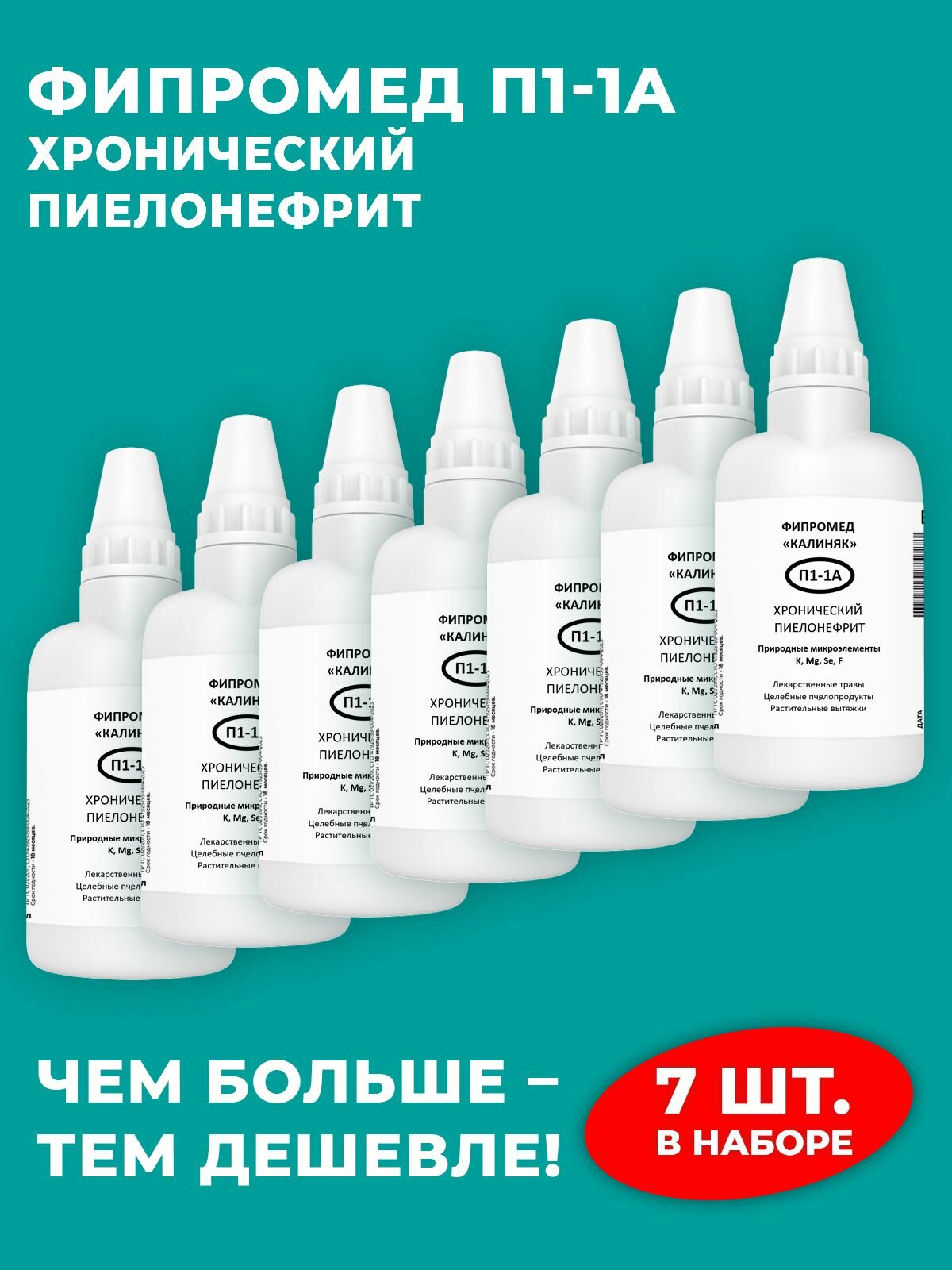 Фипромед Калиняк П1-1А, Хронический пиелонефрит, 7 шт. по 50 мл