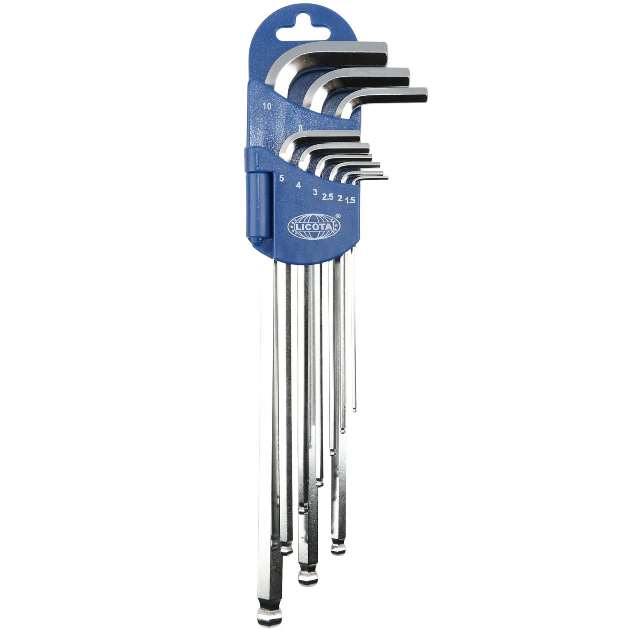 Licota 2BP30091DPM Набор шестигранников угловых экстрадлинных c шаром 9пр. 1,5-10 мм