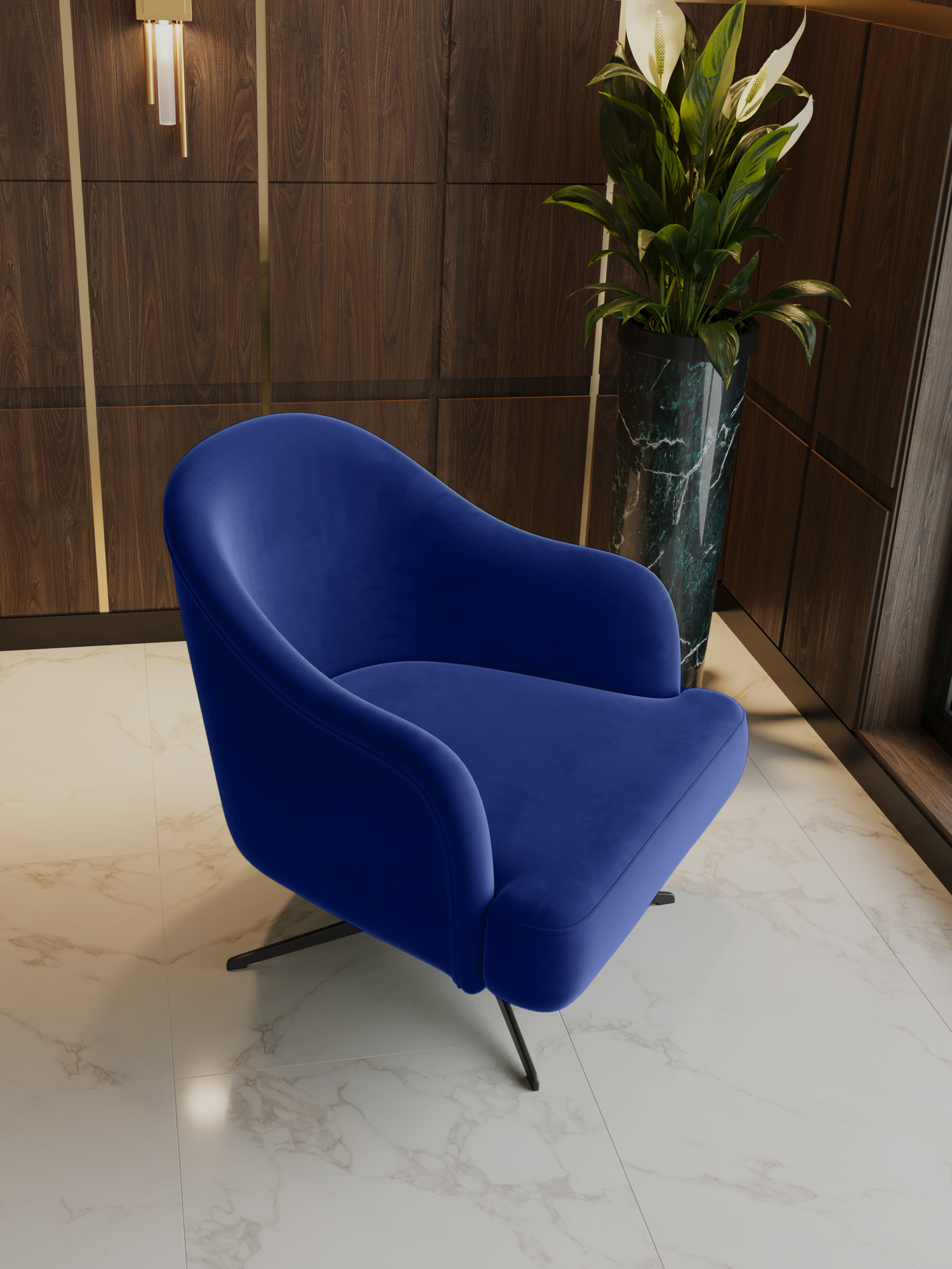 Кресло дизайнерское поворотное Forte премиум дизайн, велюр на ножках