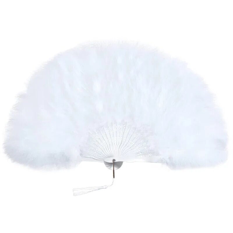 (1 шт.) Веер из павлиньих перьев-белый