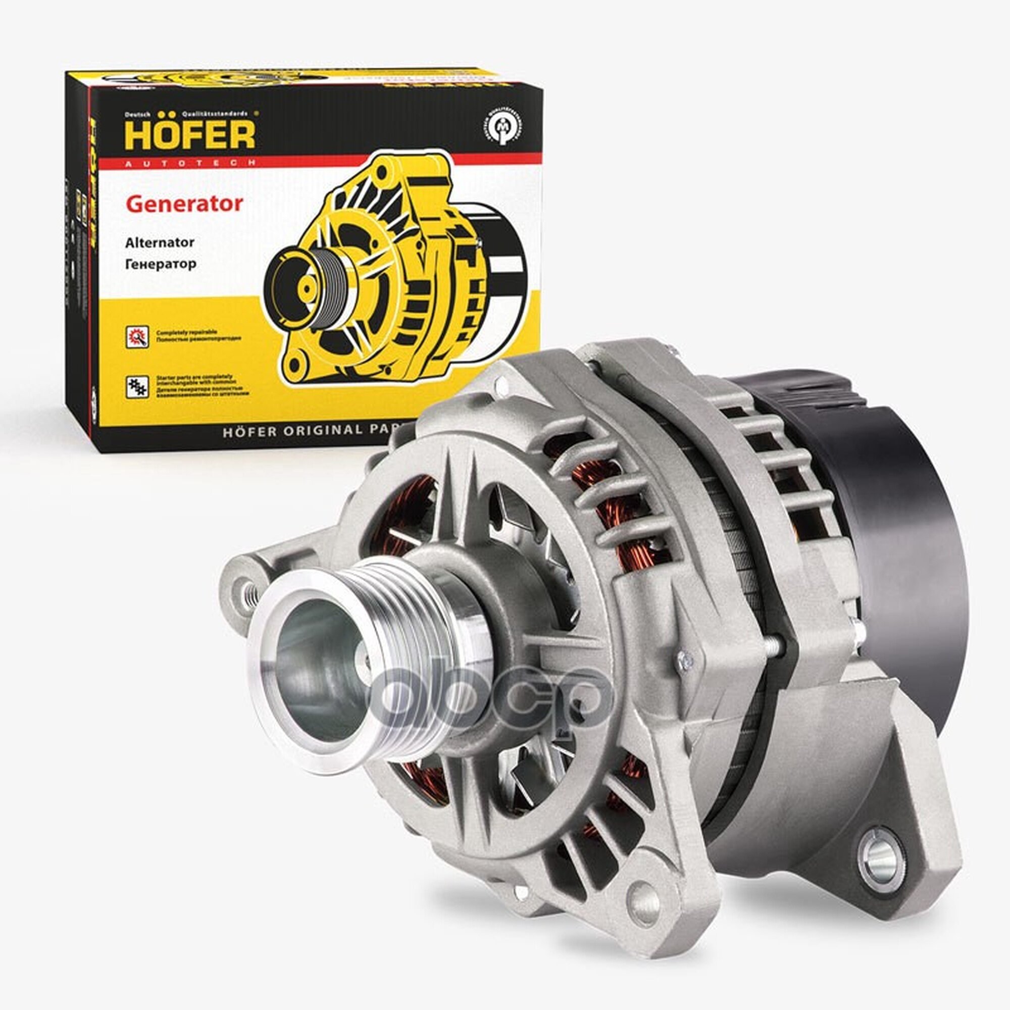 Генератор HOFER ГАЗ, УАЗ дв.4216, 4213, 4219 (14В/90А) многоручейковый HOFER арт. HF633638