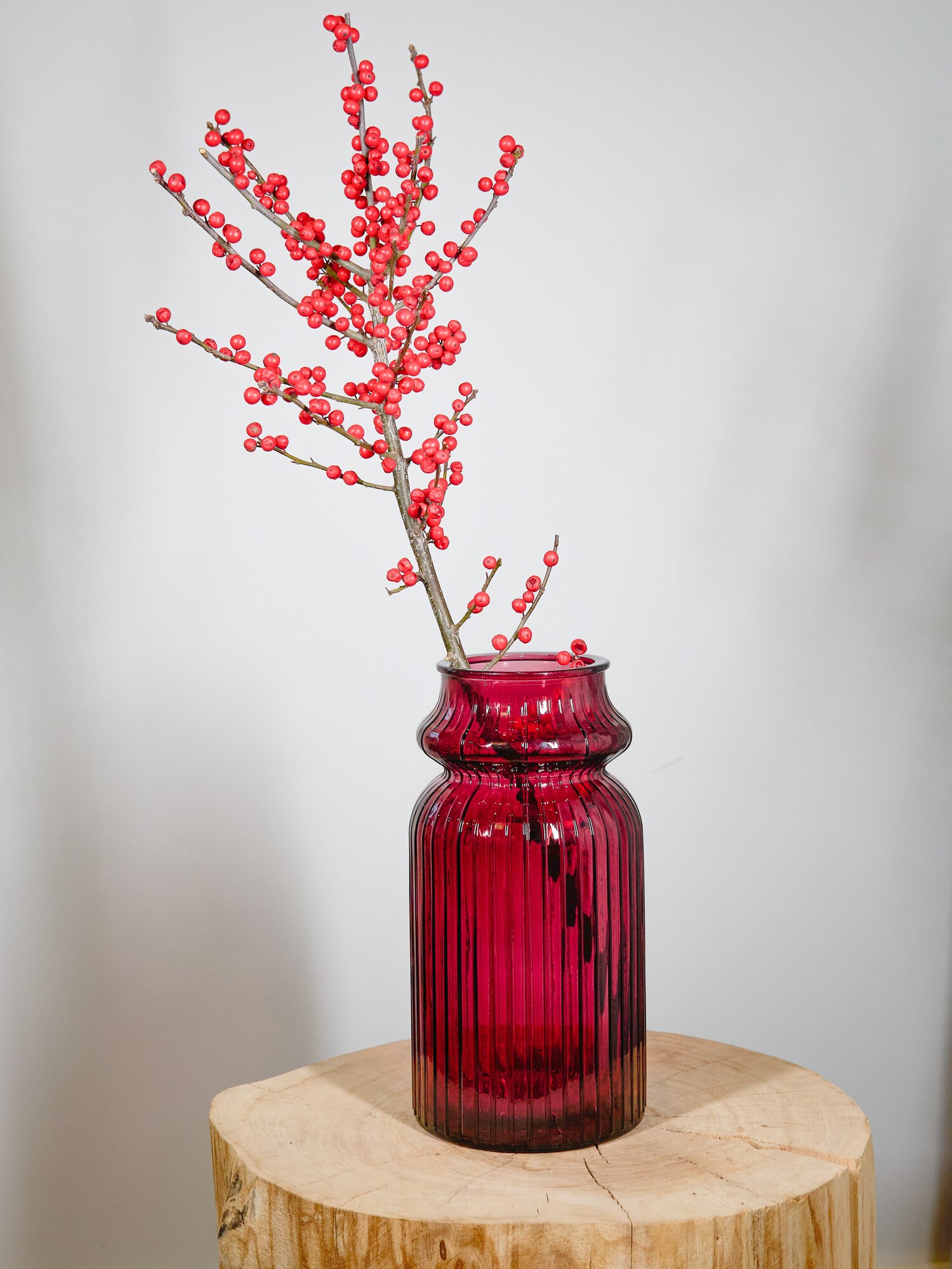 Ваза стеклянная для цветов ALBANIA San Miguel, 28 см, Цвет: сливовый