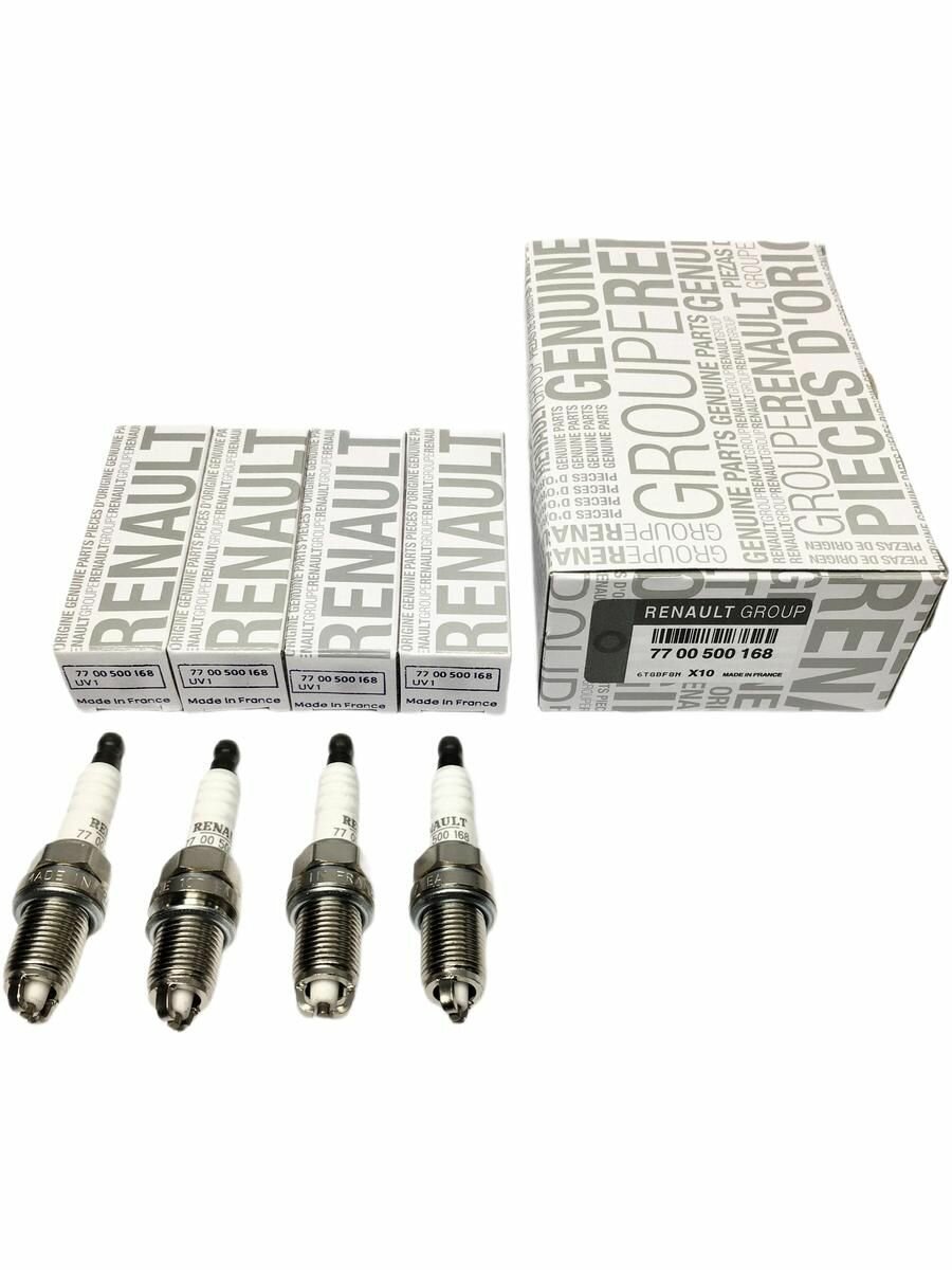 Комплект свечей Renault K7J и K7M 8V (8-клапанные) Рено Логан / Сандеро / Симбол, Лада Ларгус (двухконтактные) 7700500168