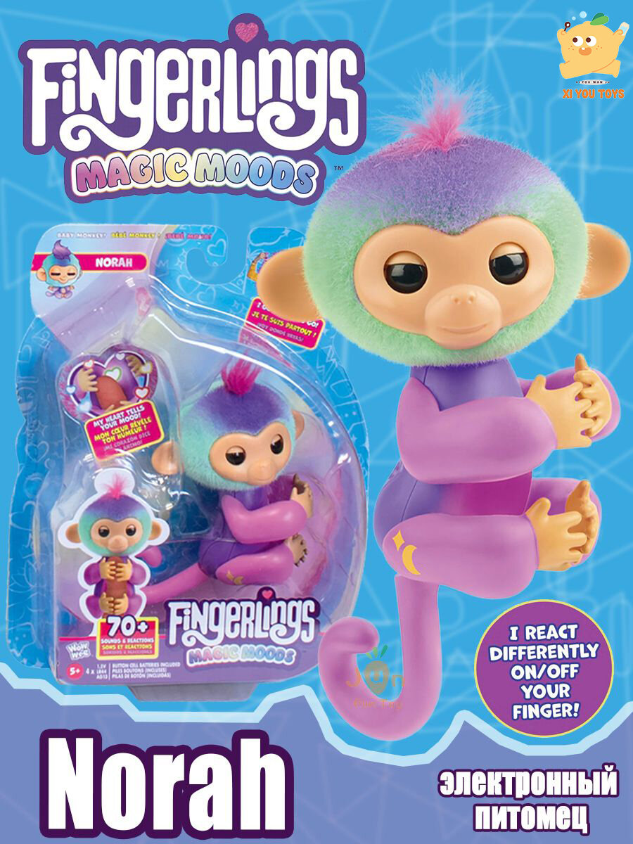 Fingerlings Wow Wee Norah / Интерактивная Игрушка Молодняк Norah Обезьяна Подходит Для Детей В Возрасте От 5 Лет И Старше.