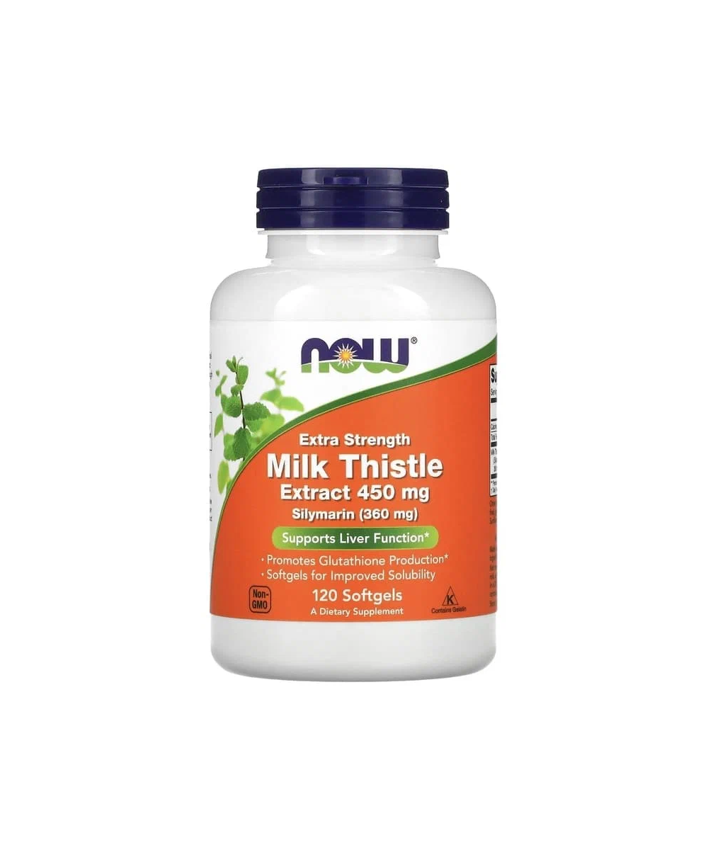 NOW Foods Milk Thistle Extract Silymarin, Расторопша экстракт 450 мг Силимарин 360 мг 120 гел. капсул