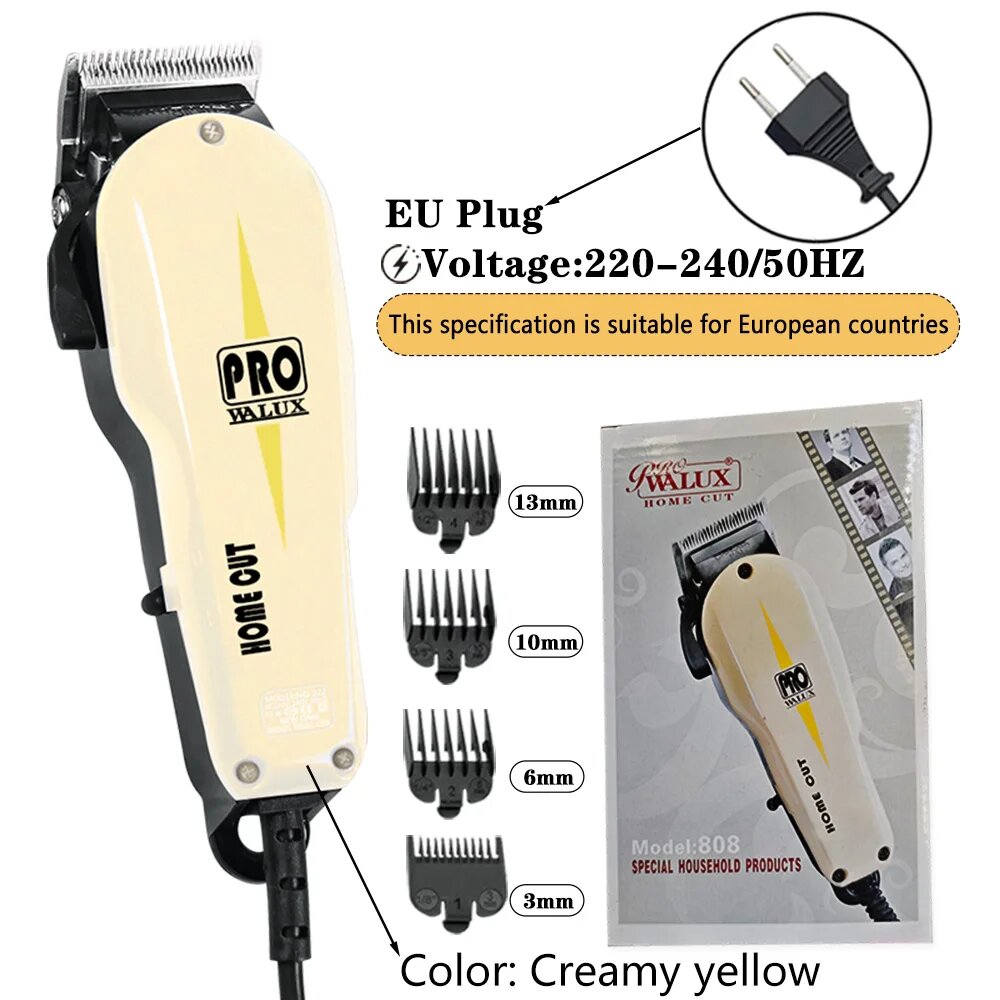 WALUX Профессиональный триммер для волос, EU Plug, 220-240V, 13/10/6/3mm