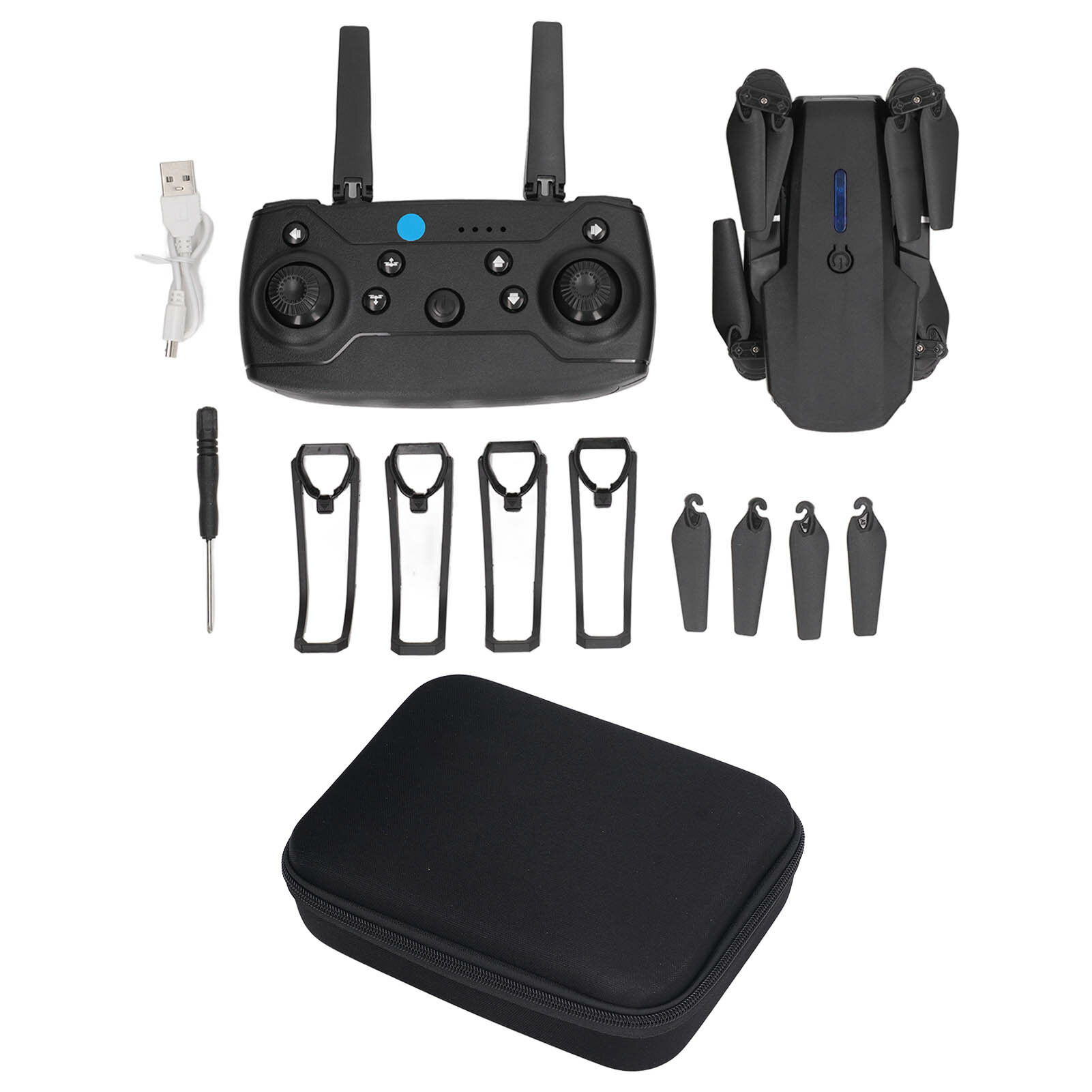 E88 4-осный воздушный квадрокоптер HD с двойной камерой высокого разрешения, переворачивающийся складной RC Дрон, черный