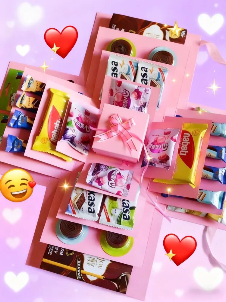 Подарочная коробка распадающаяся 5 шт/ коробка раскладушка для сюрпризов и сладостей новогодние подарки