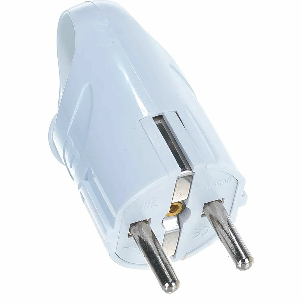 Угловая вилка с ушком, с/з, белая 16А 250В UNIVersal А112