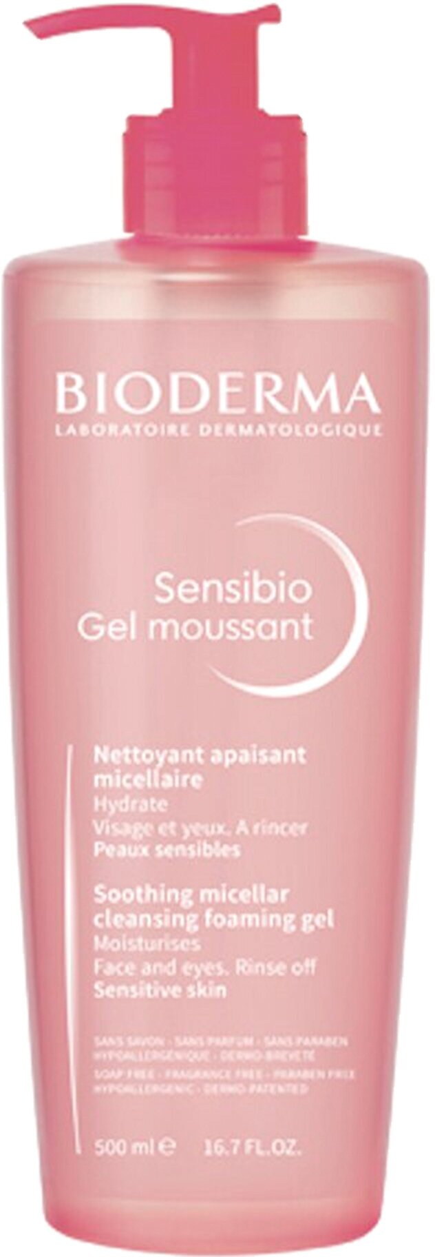 Очищающий Гель-Мусс для Чувствительной Кожи Лица и Век BIODERMA Sensibio 500 мл