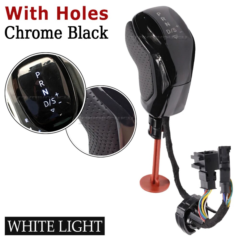Электронная LED-ручка переключения передач для VW Golf MK6 MK7 Passat Черный, White-Chrome Black-H