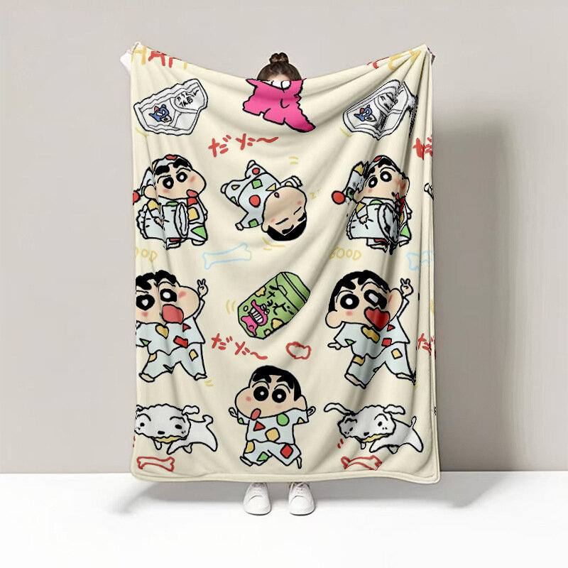 Одеяло из фланели с мультяшным Крейоном Шин-чаном, утолщенное плед, офисное одеяло для сна, одеяло для кондиционера, портативное дорожное одеяло