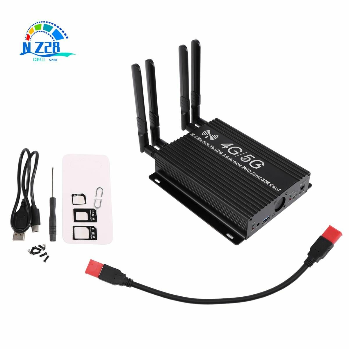 (P X) Модуль NGFF(M.2) 4G/5G совместим с адаптера USB 3.0 охлаждающим вентилятором/слотом двух SIM-карт и дополнительным питанием