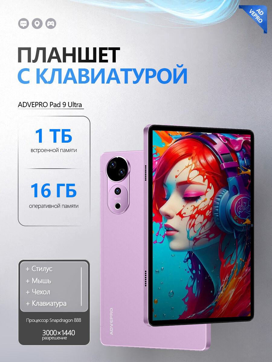 Планшет андроид с клавиатурой мышь Pad9 ULTRA 16 ГБ/1024ГБ 8800mAh 11.6″ WiFi/SIM Global