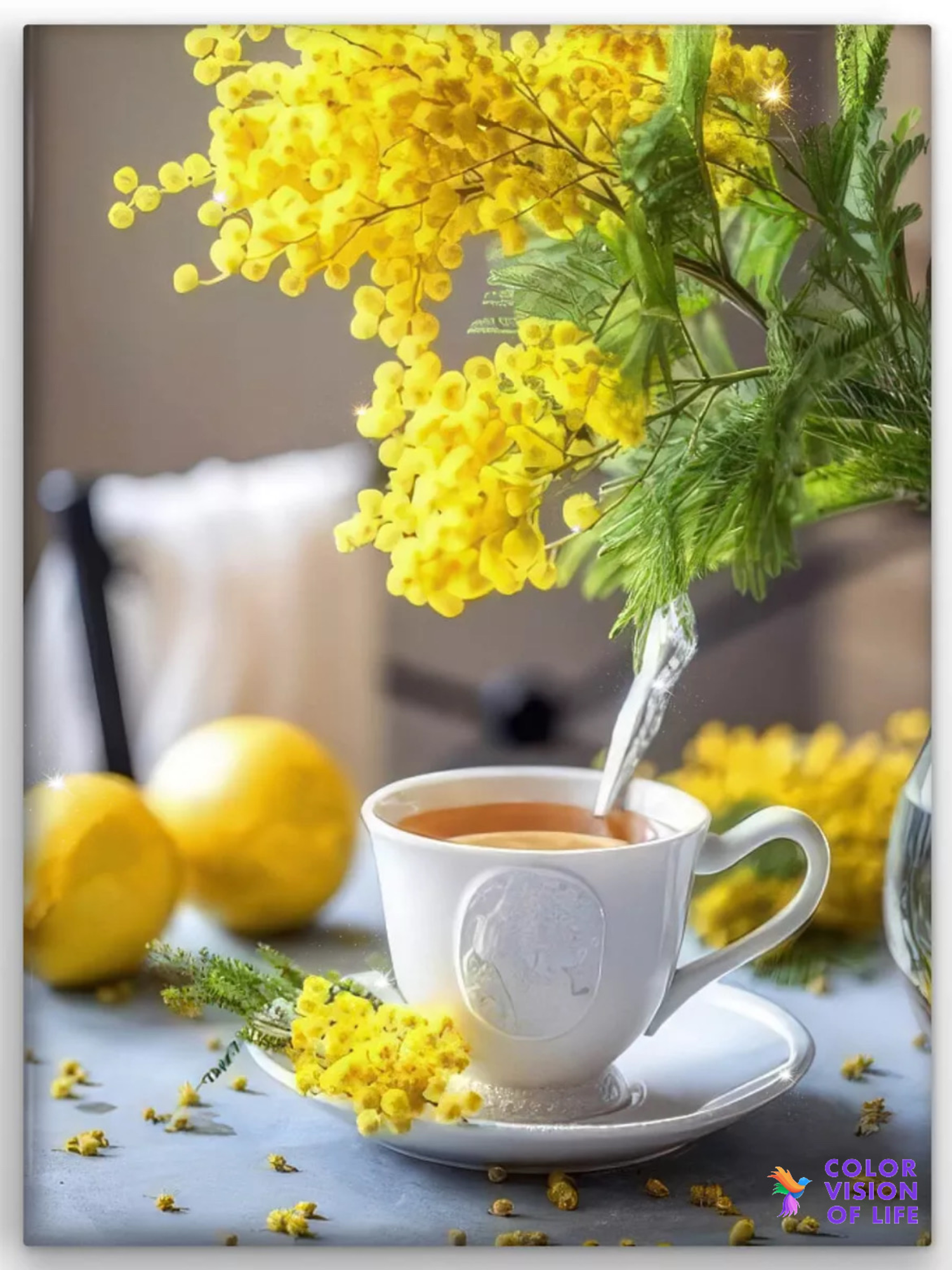 Алмазная мозаика на подрамнике «Мимоза»