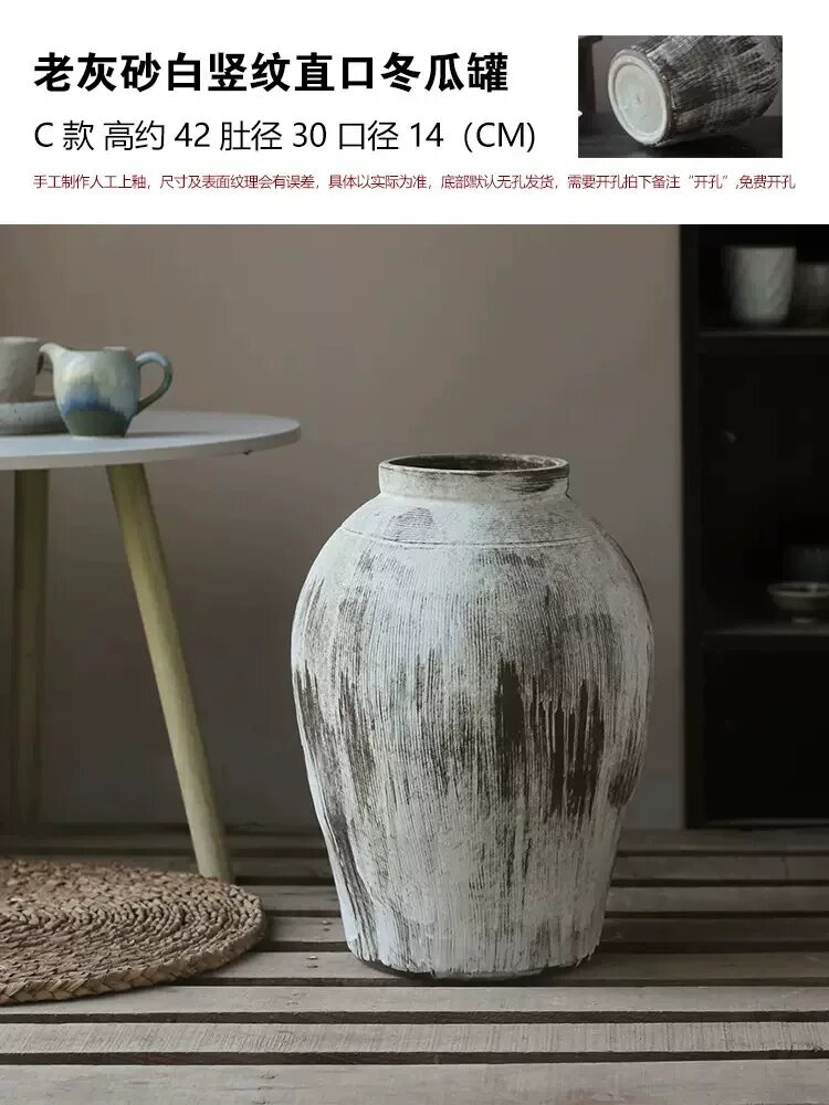 Керамическая ваза в стиле ваби-саби, деревенская глиняная посуда для цветов, винтажный декор для дома, отеля, в стиле
