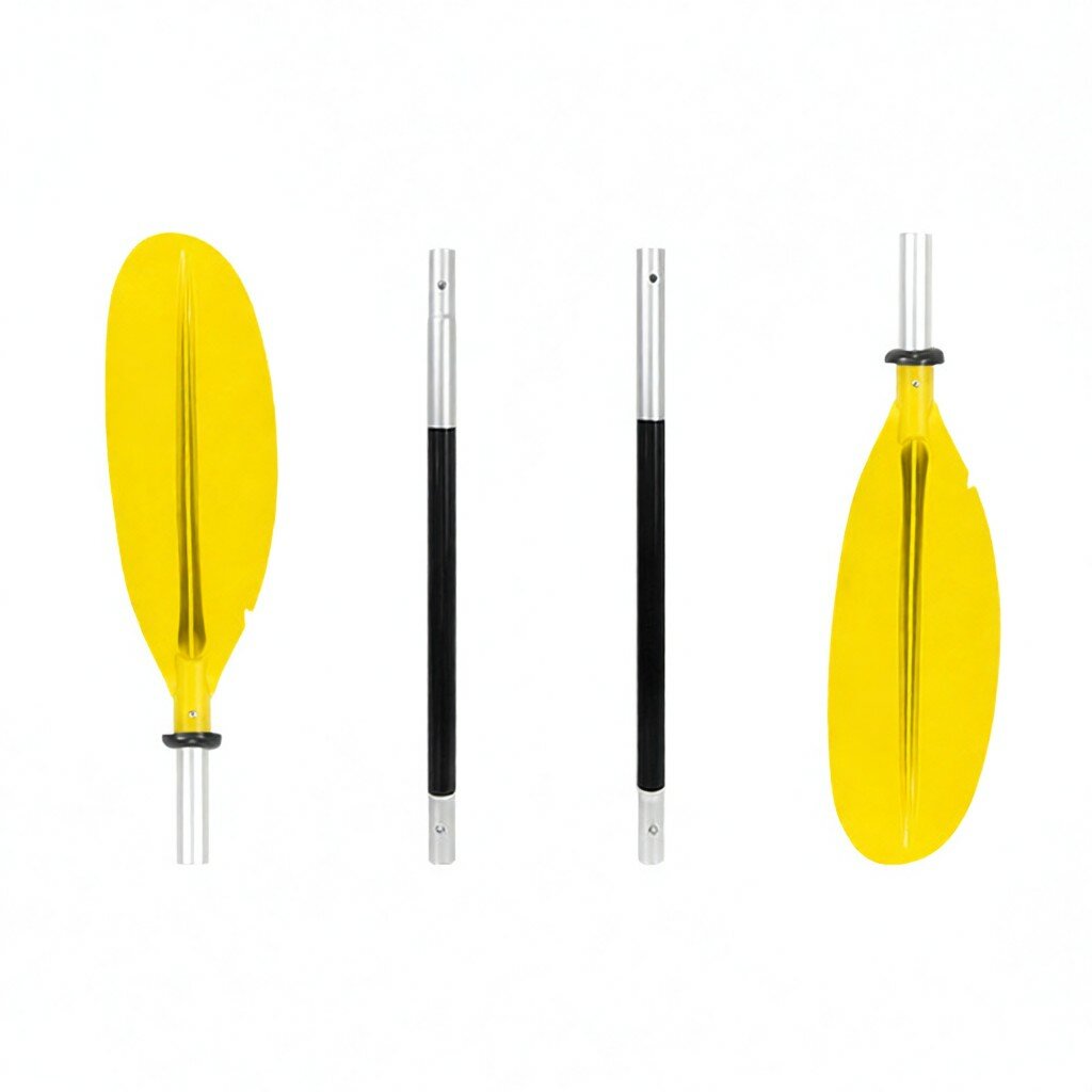 4 штуки Разделяемые Регулируемые вёса для каяка с алюминиевым валом, Двухголовые вёса, Черный/Белый/Красный/Желтый/Синий/Зеленый, Длина 221 см, Вес 910 г, Материал алюминиевый сплав и нейлон