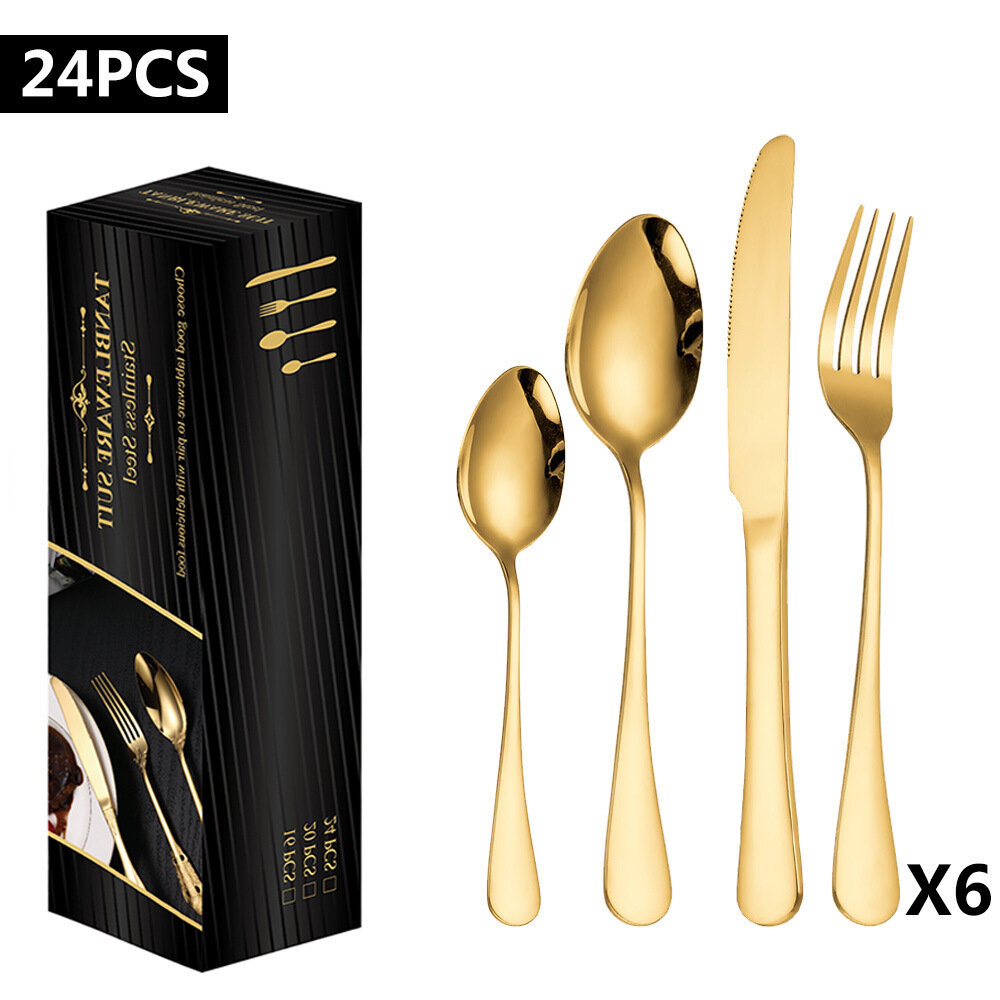 Международный бестселлер: набор столовых приборов из нержавеющей стали 1010, 24 предмета, набор ножей, вилок и ложек в западном стиле, подарочный набор столовых приборов.
