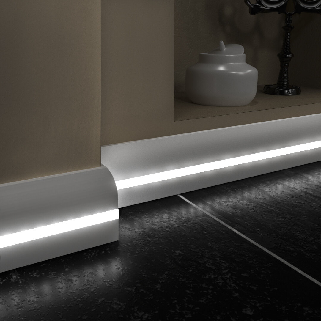 Плинтус LED Evrowood PN 080 Д2000хВ95хШ16 мм / Евровуд.