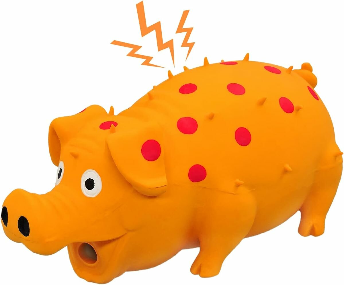 Пищалка для собак, Прочная резиновая игрушка-хрюшка с пищащим звуком для жевания и здоровья зубов, 20 см