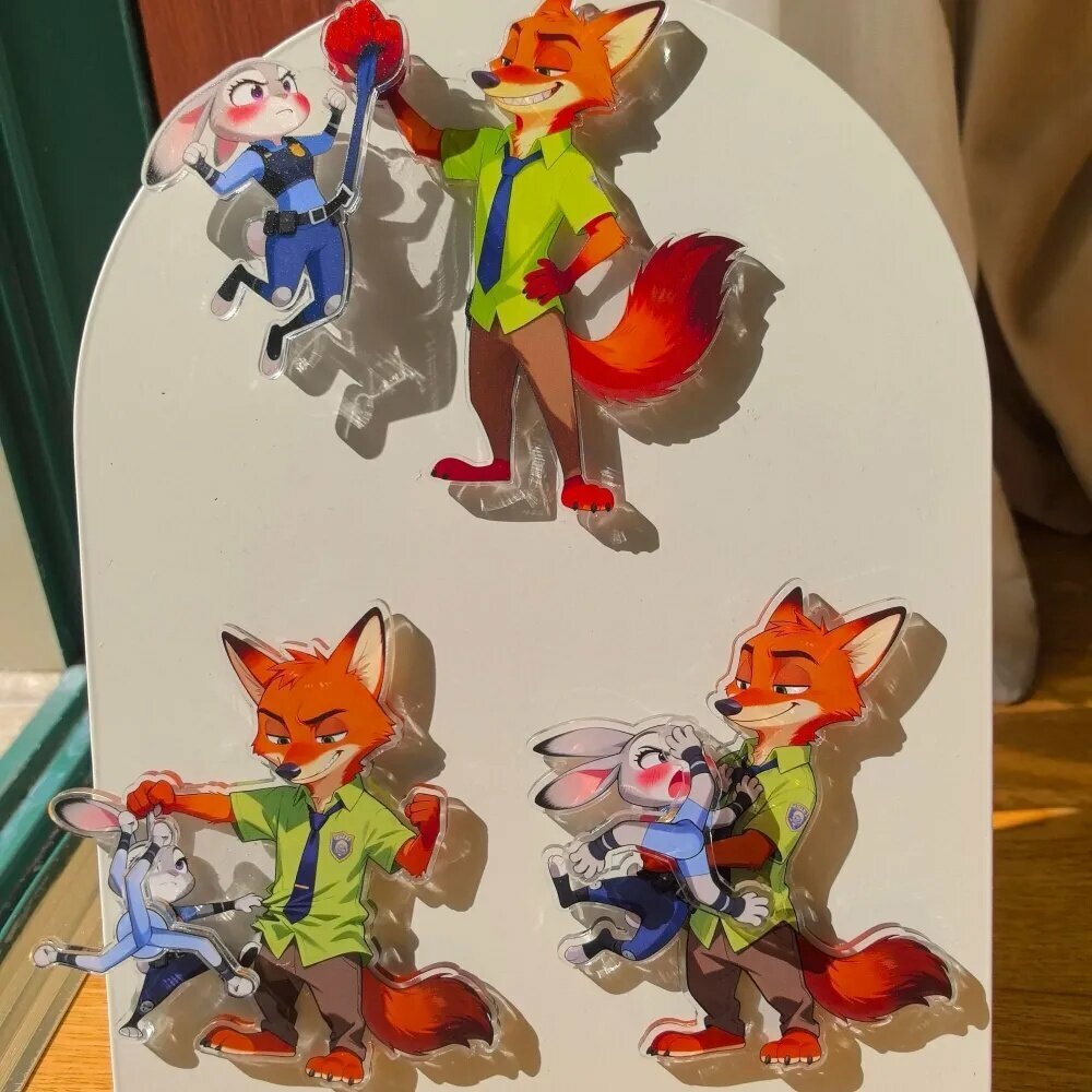 Магнит для холодильника Зверополис с аниме-персонажами Ником и Джуди, высококачественный акрил, декоративный магнит, подарок