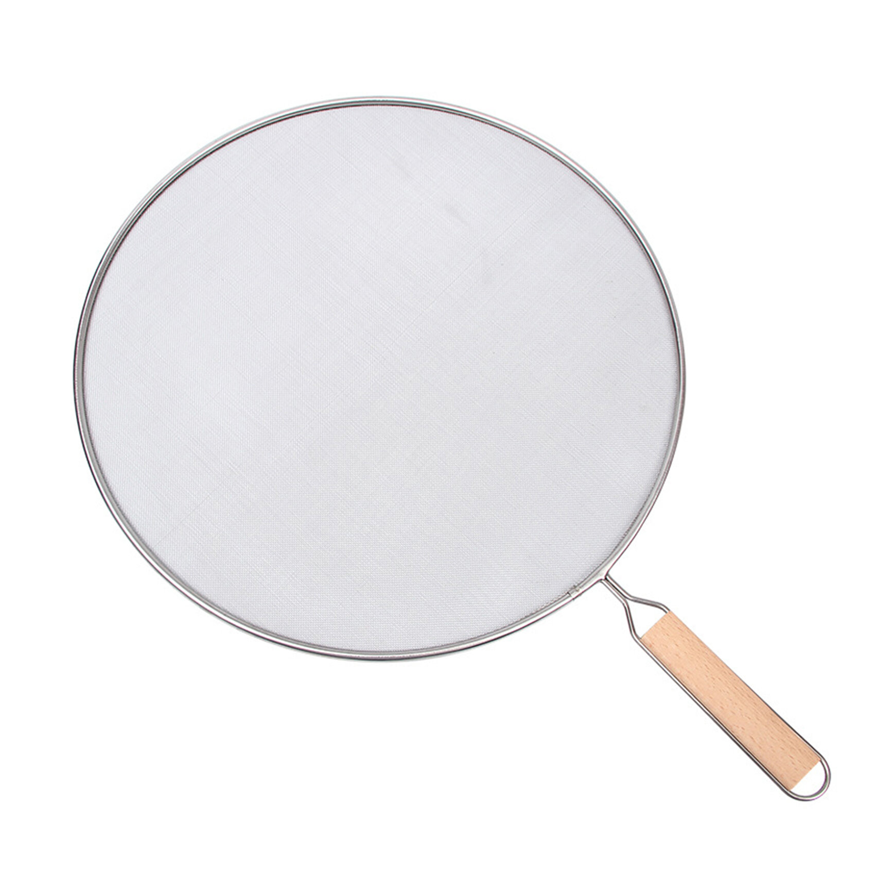 Защитная сетка для сковородок из нержавеющей стали с мелкой сеткой и деревянной ручкой, аксессуар для кухни, предотвращает разбрасывание жира и масла при жарке, размер 11.4 дюйма (29 см), ручка 13 см (5.1 дюйм), вес 100 г (3.5 унции)