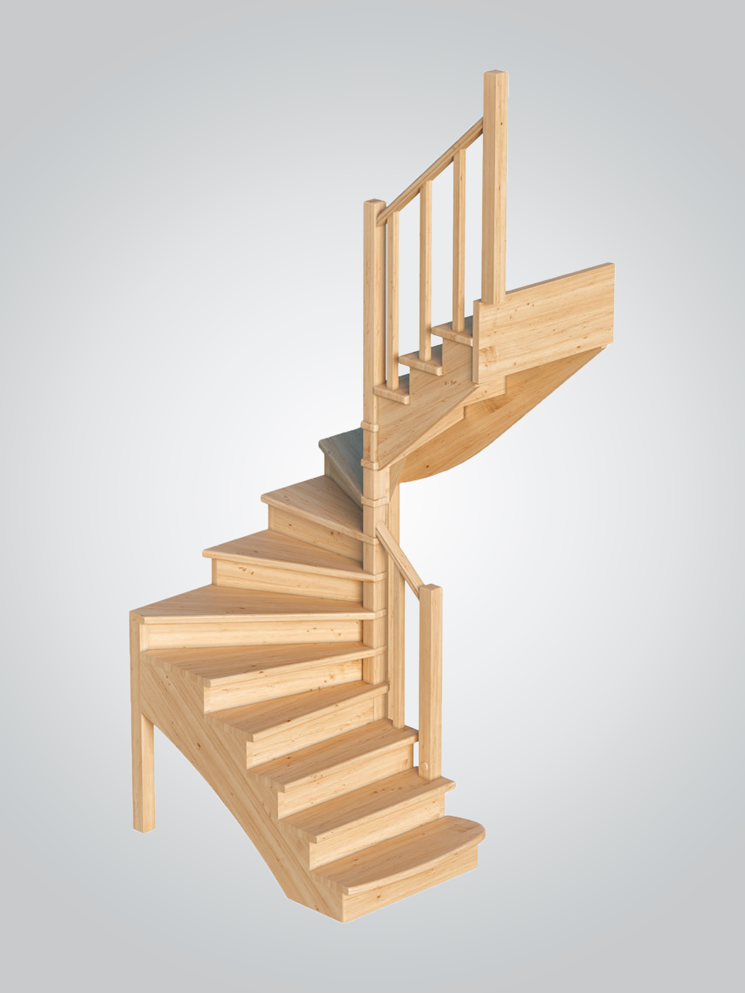 Лестница на второй этаж К-003м/2 Правая с подступенками