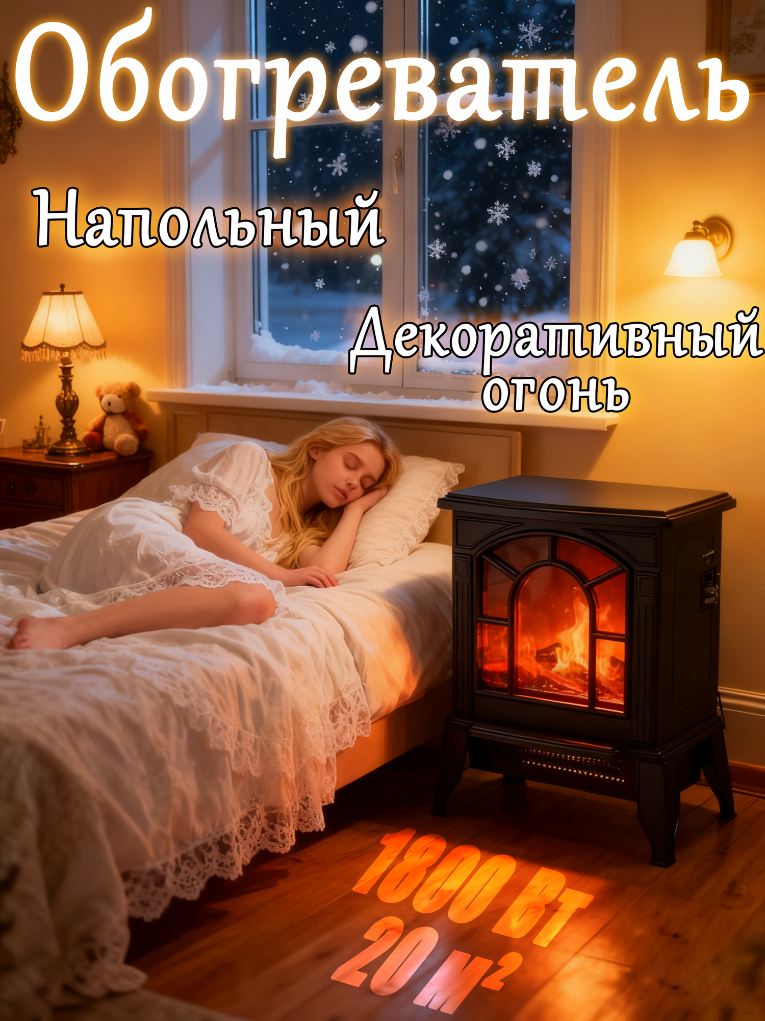 Обогреватель Электрический камин с контролем температуры