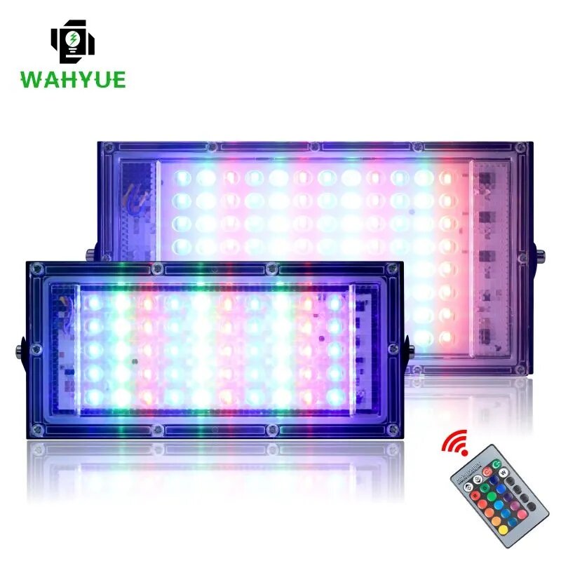 Многоцветный Светодиодный 50Вт 220 В IP65 RGB Открытый Садовый Прожектор С Дистанционным Управлением