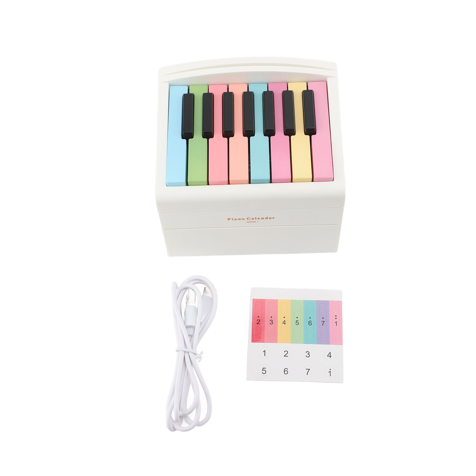 Календарь с игровым пианино, 52 нотных партитуры, перезаряжаемый, настольный, подарок на день рождения 2025 года, белый, TS Card