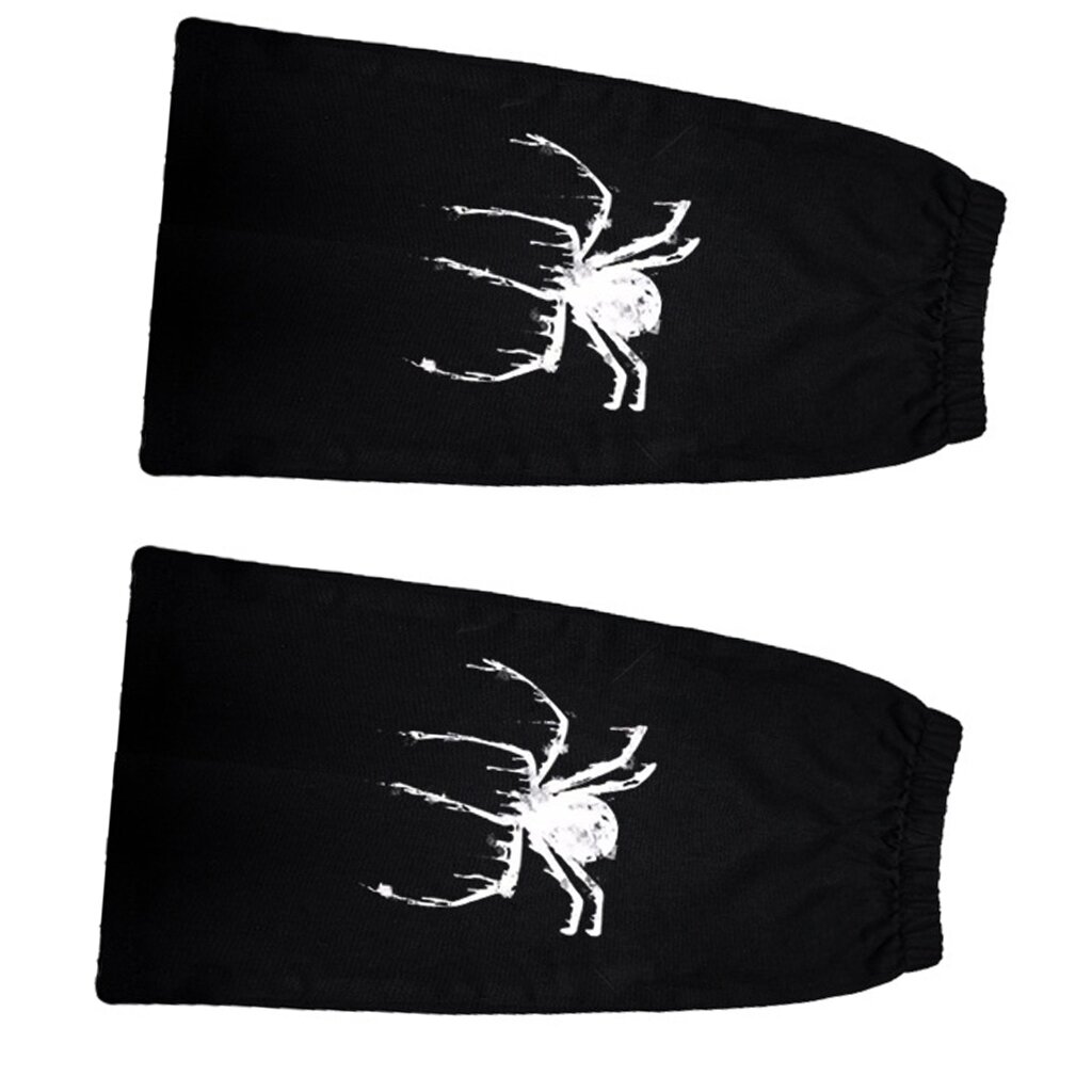 Черные джинсовые гетры с принтом пауков, расклешенные мешковатые накладки на ноги, носки