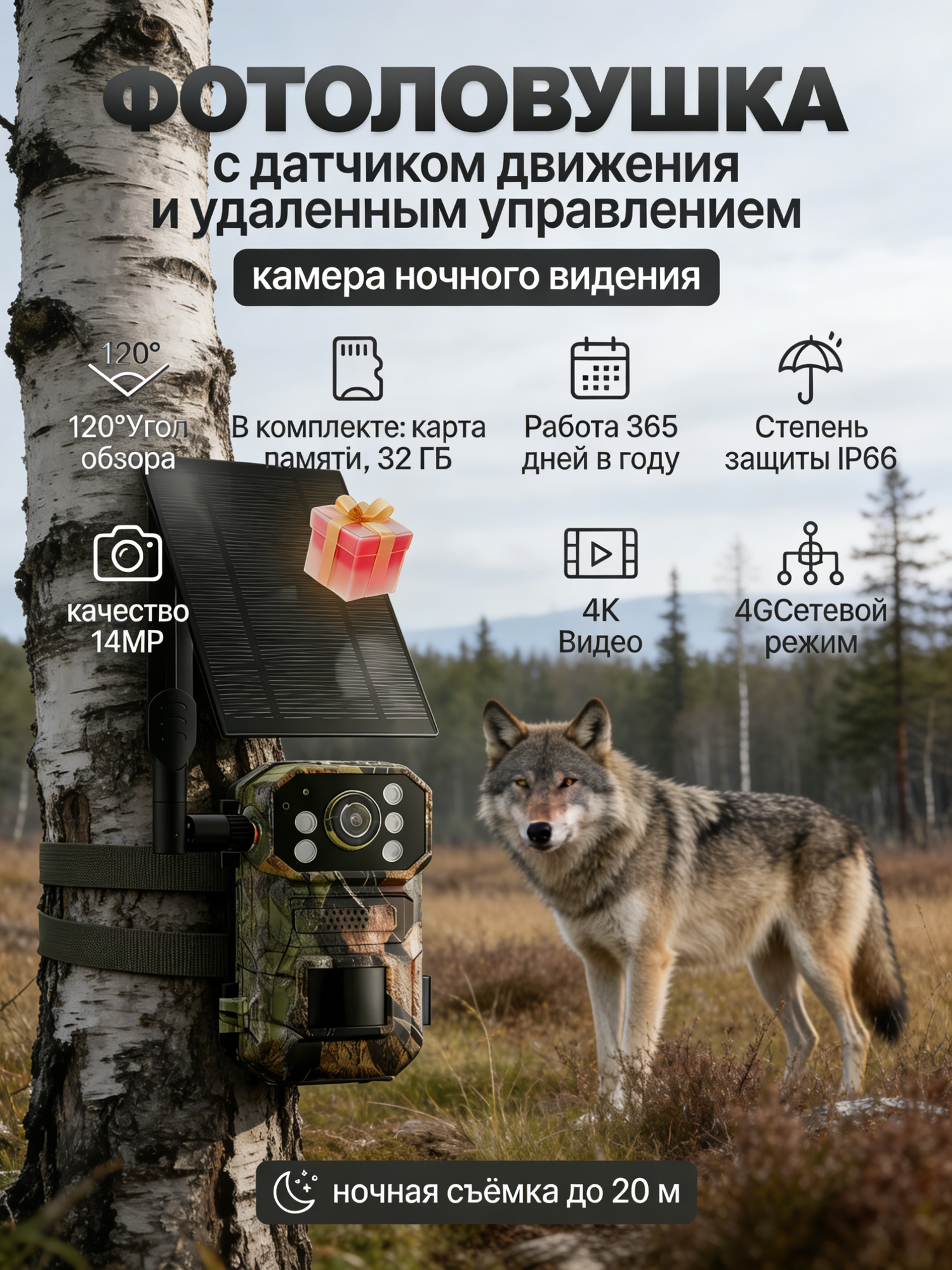 Фотоловушка, ночное видение, сим-карта, высокая четкость, водонепроницаемая, пылезащитная