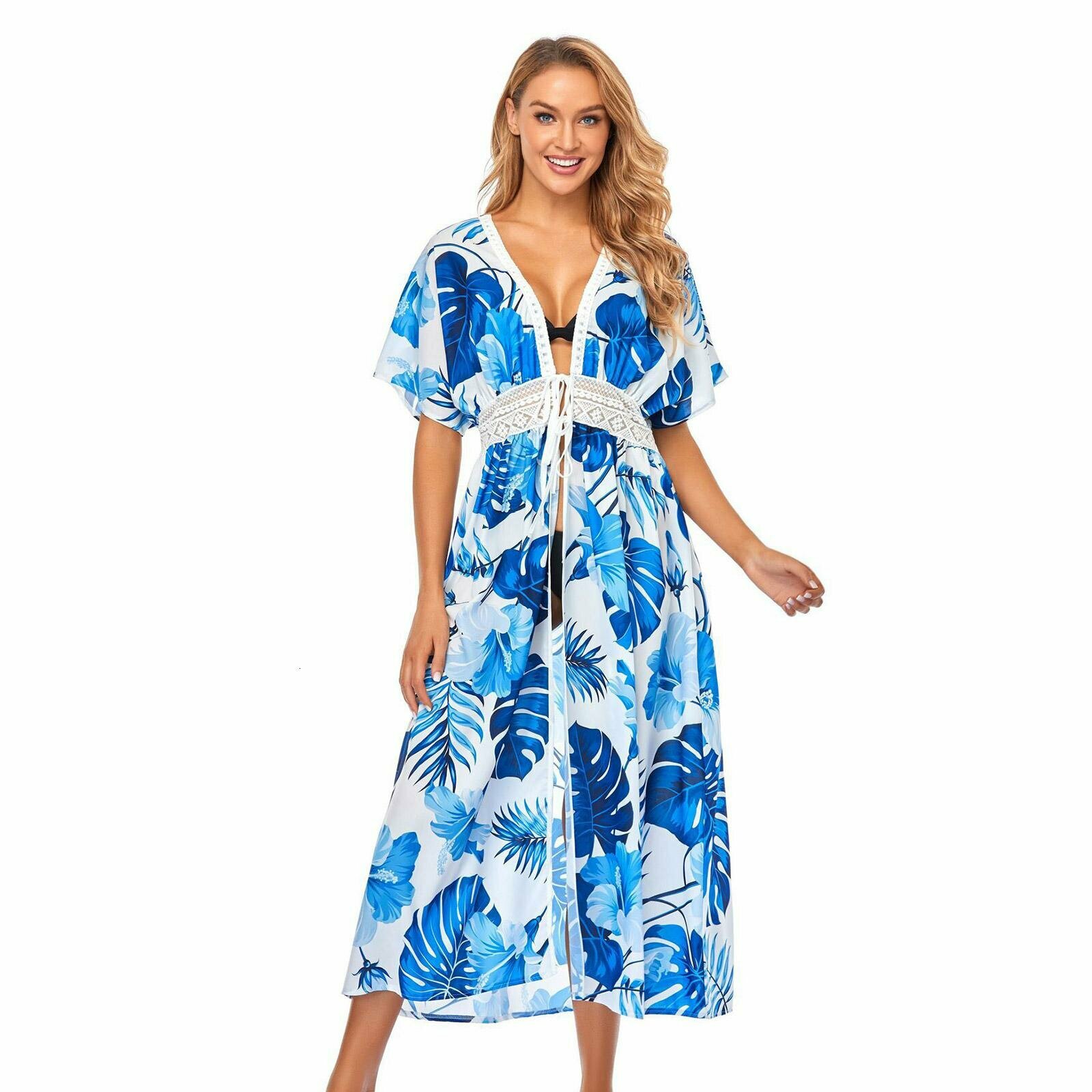 Женская летняя кардиган-накидка от солнца, № 7 Синий Лист