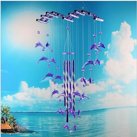 Ветряная колокольчик, подвесное украшение, подарок на день рождения для женщин, поздравительная открытка, подвеска в виде дельфина, сердца, бумажного журавля для лучшего друга или подруги