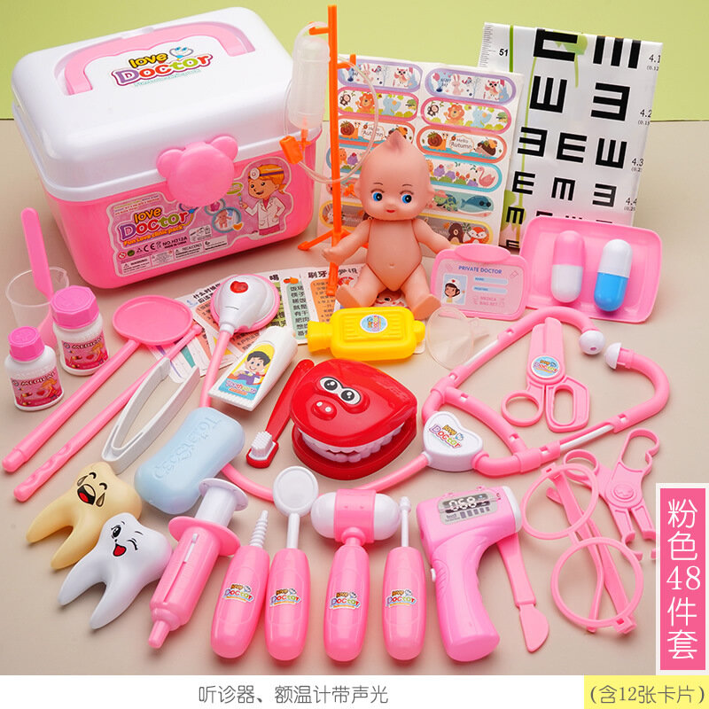 Игровой набор доктора для девочек, медицинский набор для ролевых игр, инъекция медсестры, стетоскоп для детей 3-6 лет