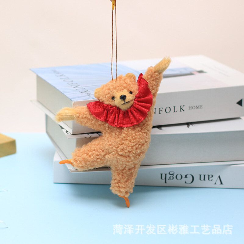 Подвеска для автомобиля в виде балетного медведя, украшение для зеркала заднего вида, танцующий медведь, подвеска для сумки, рождественский декор