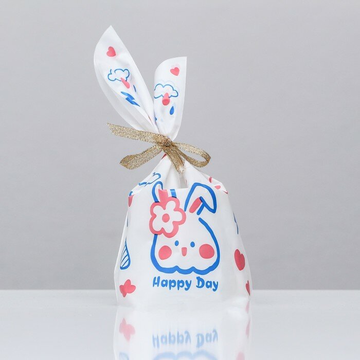 Пакет подарочный полиэтиленовый, с ушками, белый, 13×23 см