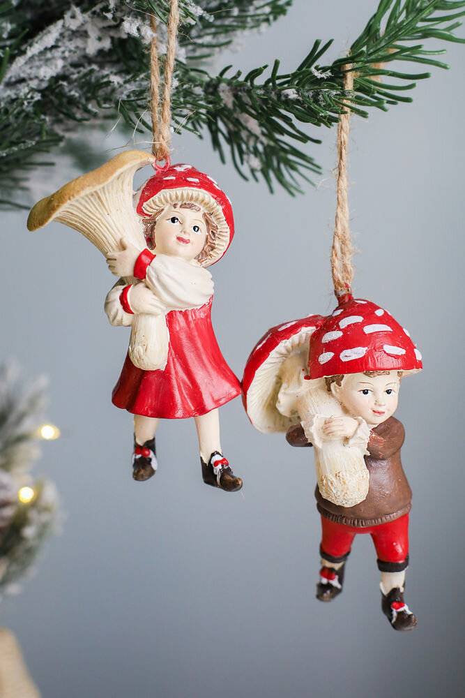 Набор ёлочных игрушек запасливые эльфы, полистоун, 10 см, 2 шт, Goodwill D42002-набор