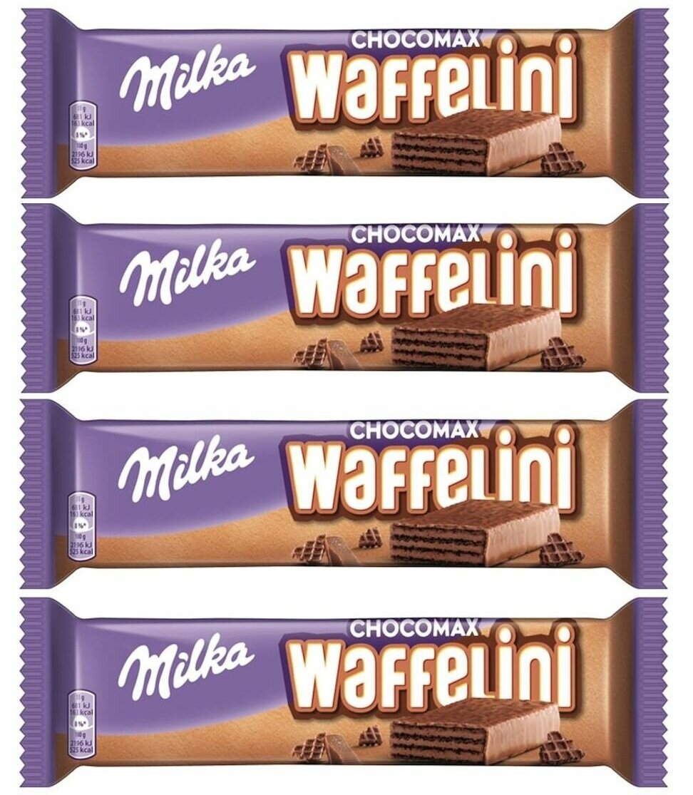 Вафля в шоколаде Milka Waffelini Chocomax / Милка Ваффелини с шоколадным вкусом (Европа), 4 шт. х 31 гр.