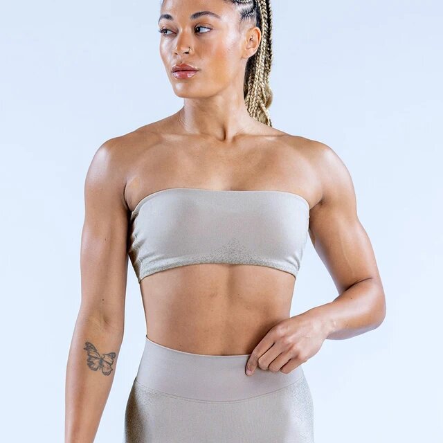 Спортивный бюстгальтер-бандо Ignite Bandeau Impact Sport Bra для женщин, бесшовный, для йоги, со средней поддержкой, с подкладкой, укороченный топ для спортзала, эластичный, с перекрестной спинкой. размер,46/L