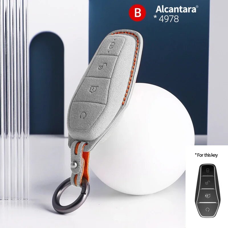 Для BYD EA1 Han EV Qin Song Plus Dmi Yuan Plus Tang Atto 3 EV Чехол для ключей от автомобиля Аксессуары Стайлинг Замшевый кожаный чехол для ключей Брелок B6