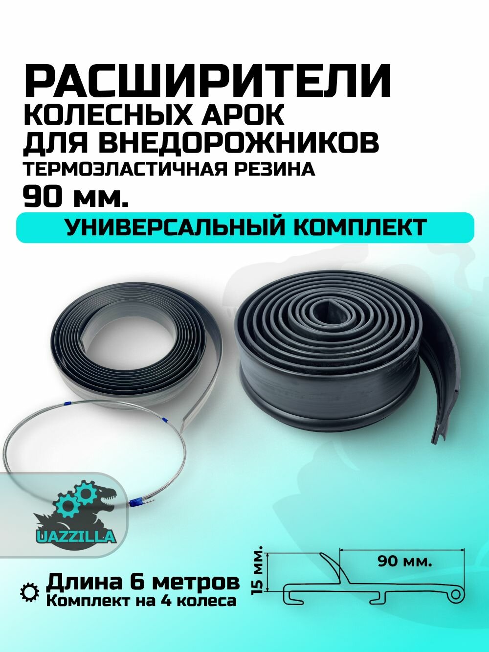 Расширители колесных арок для внедорожников (универсальный комплект) 90 мм.