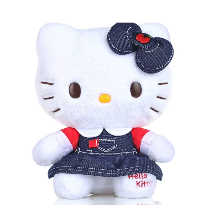 Настоящая джинсовая юбка Hello Kitty, кукла Hello Kitty, плюшевая игрушка Sanrio Hello KT, подарок на день рождения для