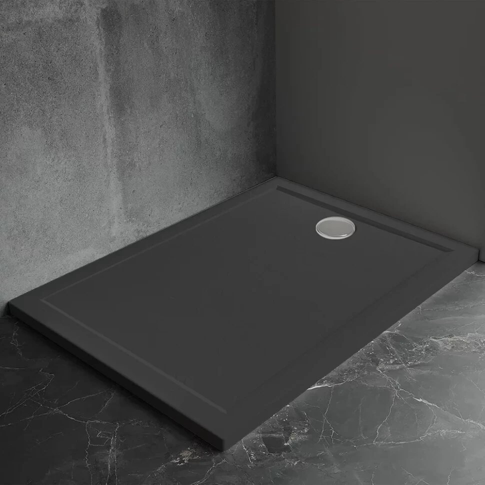 Душевой поддон Veconi Pietra PT-B-9090-RU 90x90 см, из литьевого мрамора, квадратный, черный