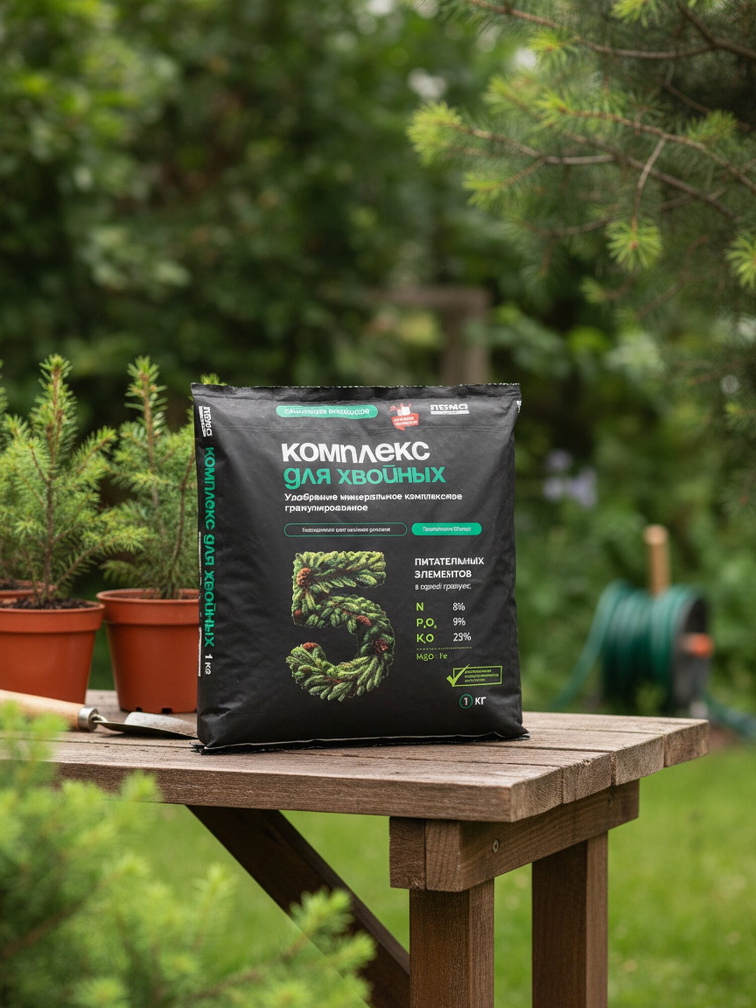 Удобрение для хвойных Лама Торф минеральное комплексное гранулированное 1 кг, подкормка туи, ели, сосны, можжевельника